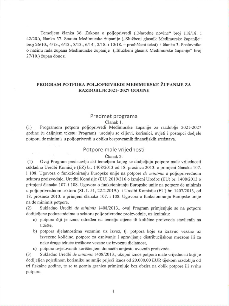 Program Potpora Male Vrijednosti MZ 21 27 | PDF