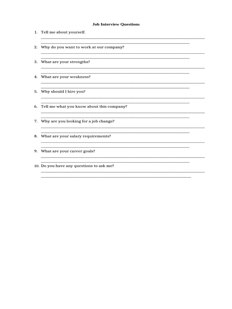 Job Interview Questions | PDF
