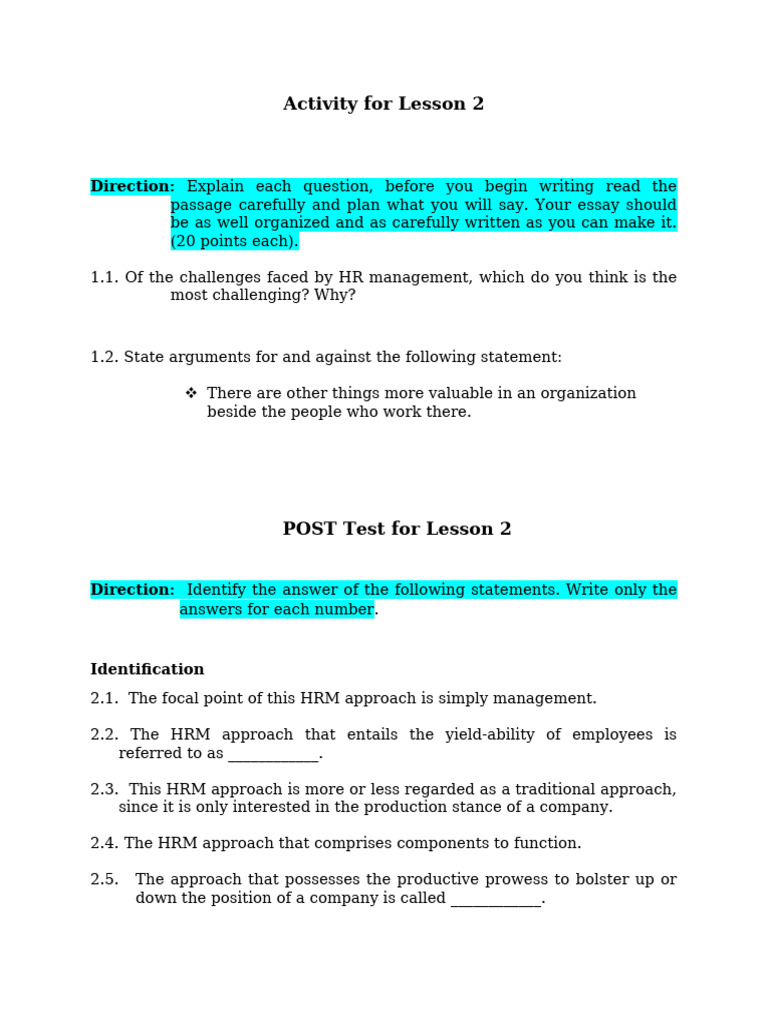 HR Management Challenges and Assessments | PDF