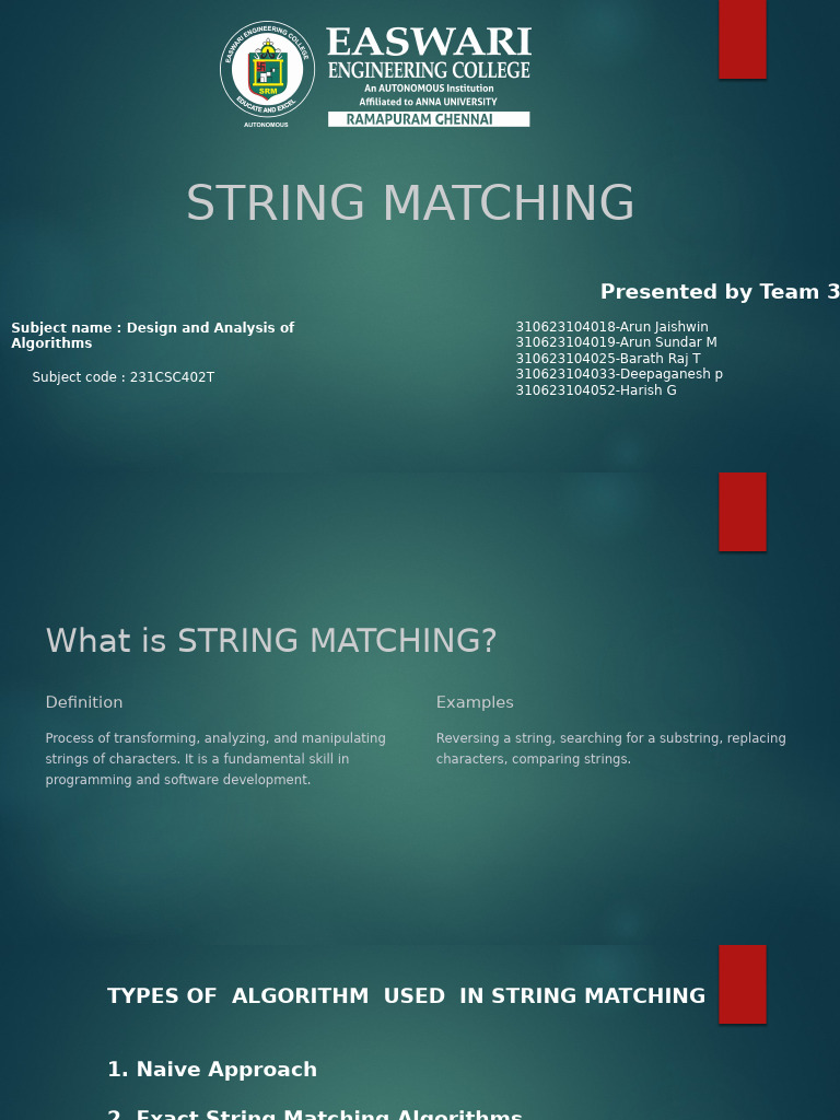 String Matching Brute Force Techniques | PDF | String (Computer Science) | Mathematical Logic