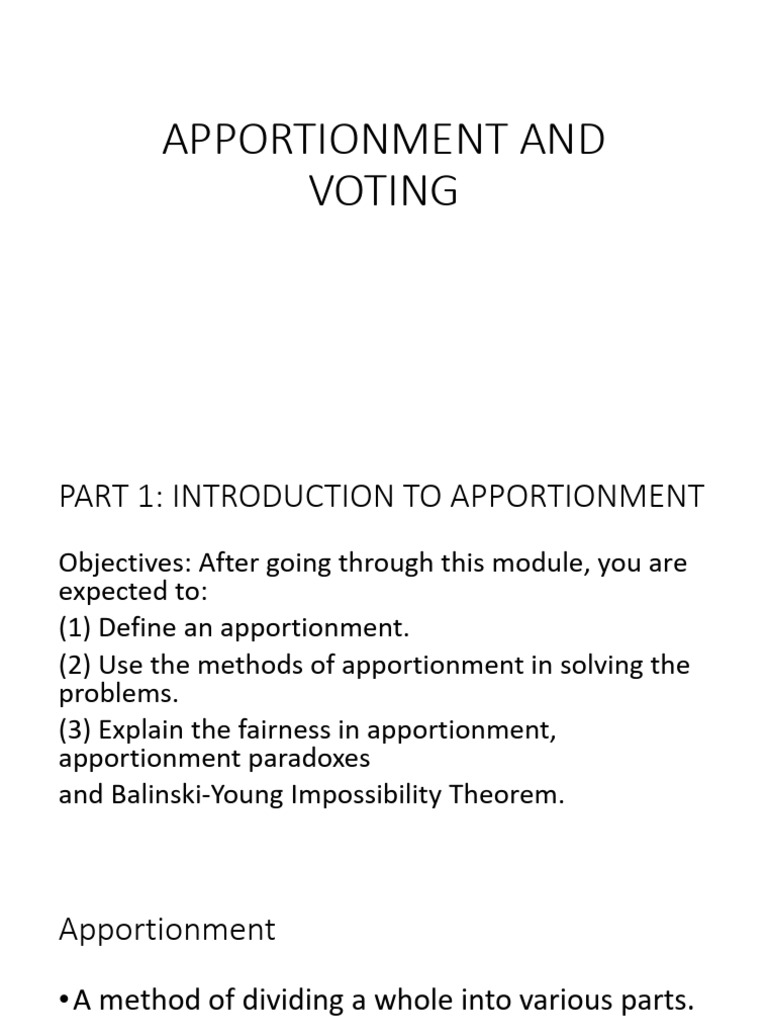 APPORTIONMENT AND VOTING | PDF | Apportionment (Politics) | Mathematics