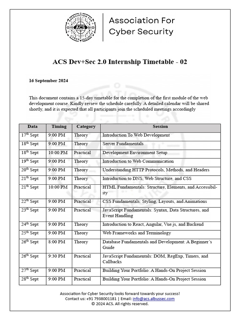 0x2_ACS_Dev+Sec_2.0_Internship_Timetable | PDF | Java Script | Web ...
