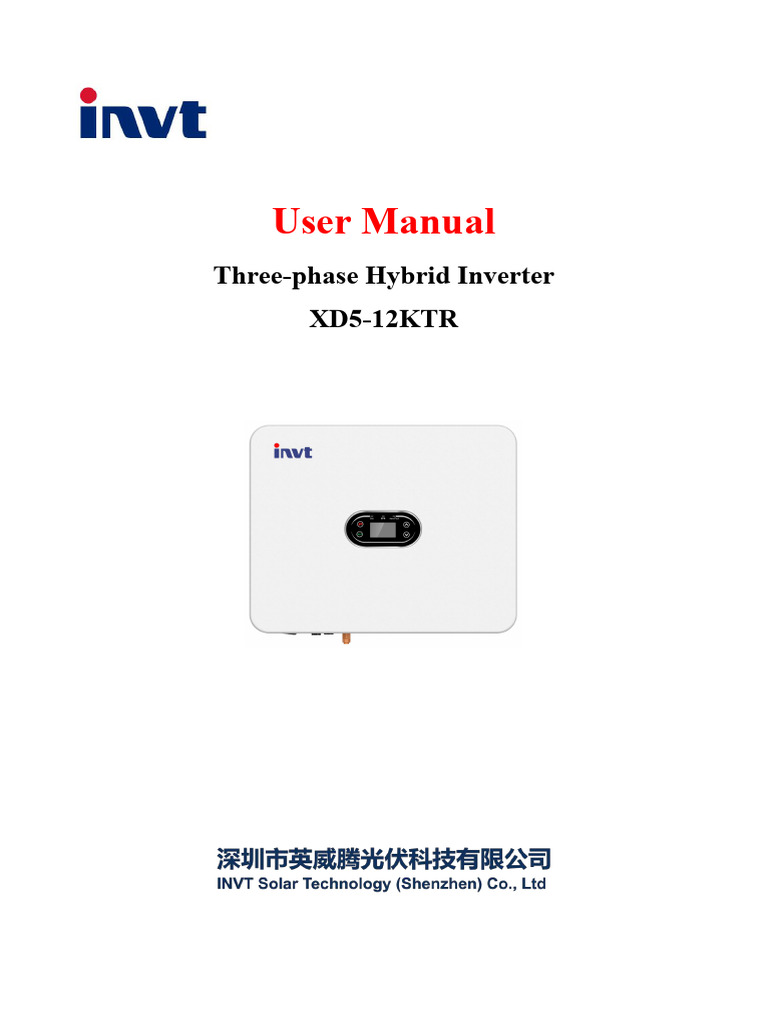 INVT XD5 12KTR User Manual | PDF | Power Inverter | Photovoltaics