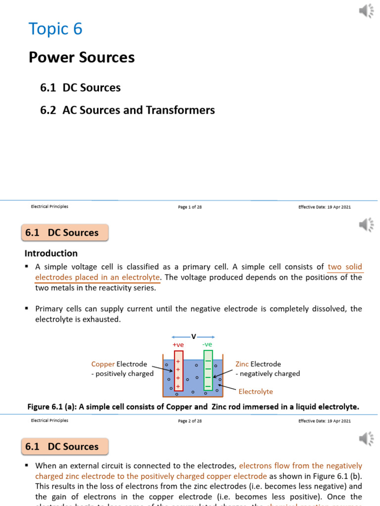 Topic 6 Power Sources | PDF | Transformer | Root Mean Square