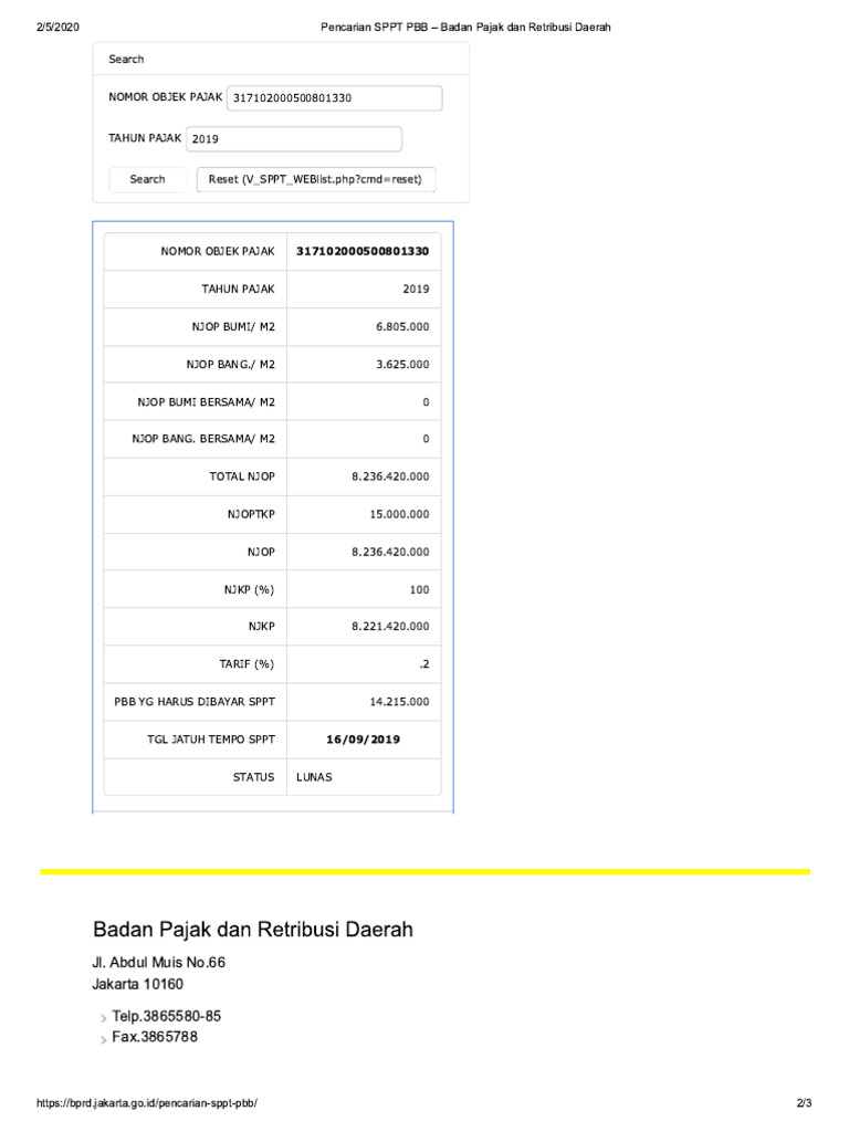 SPPT PBB - 2019 | PDF