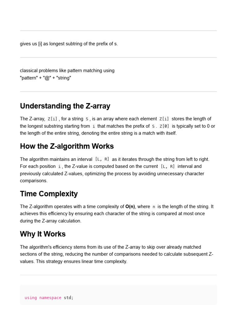 Understanding the Z-Algorithm Explained | PDF