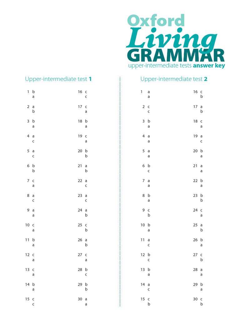 Upper Intermediate Tests Answer Key Pdf