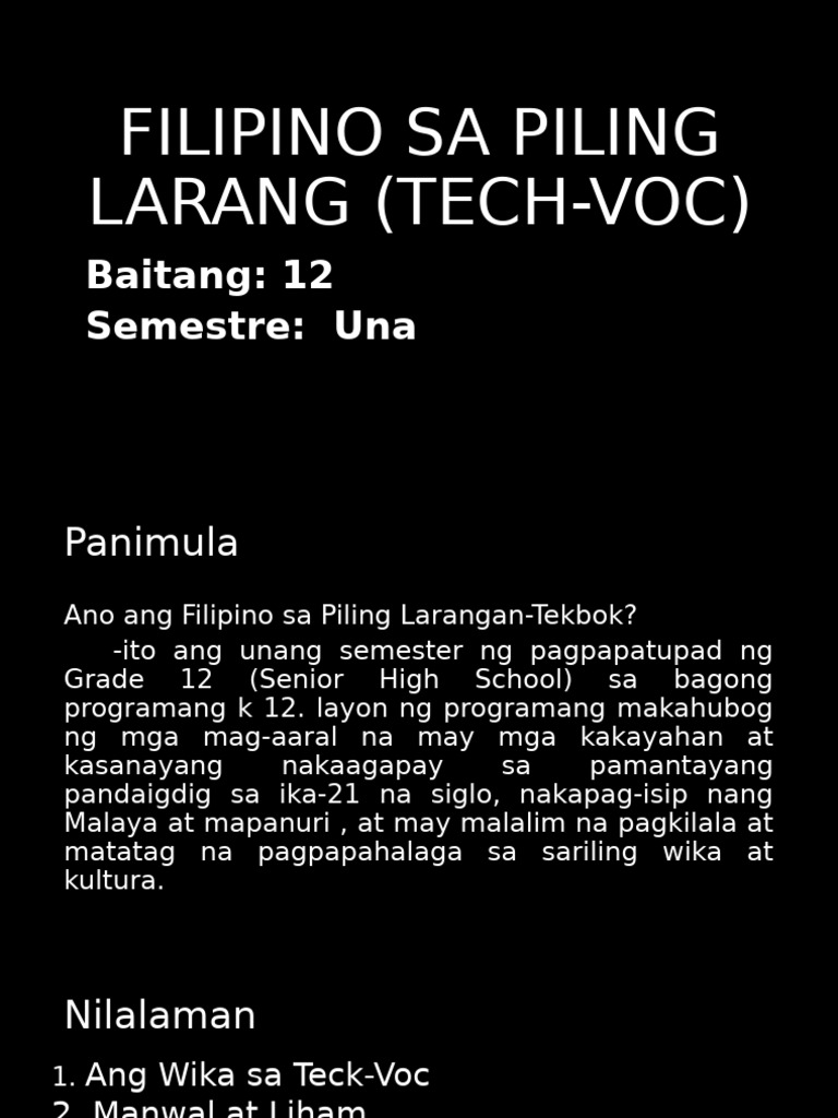 Filipino Sa Piling Larang (Tech-Voc) (Autosaved) | PDF