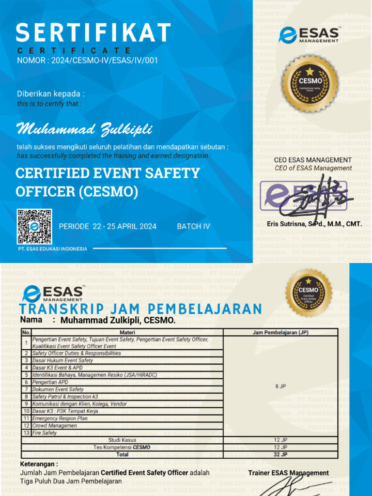 Muhammad Zulkipli, CESMO. | PDF