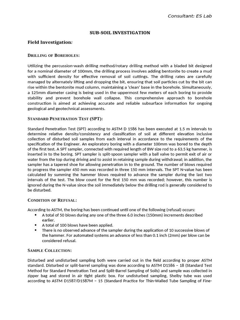 Subsoil Investigation and Testing Methods | PDF | Strength Of Materials ...
