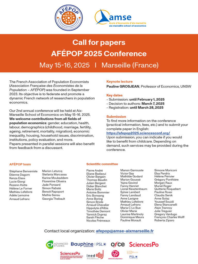 AFÉPOP 2025 Conference Call for Papers | PDF