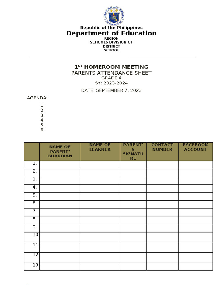 Attendance Sheet | PDF | Government Institutions | Government Related ...