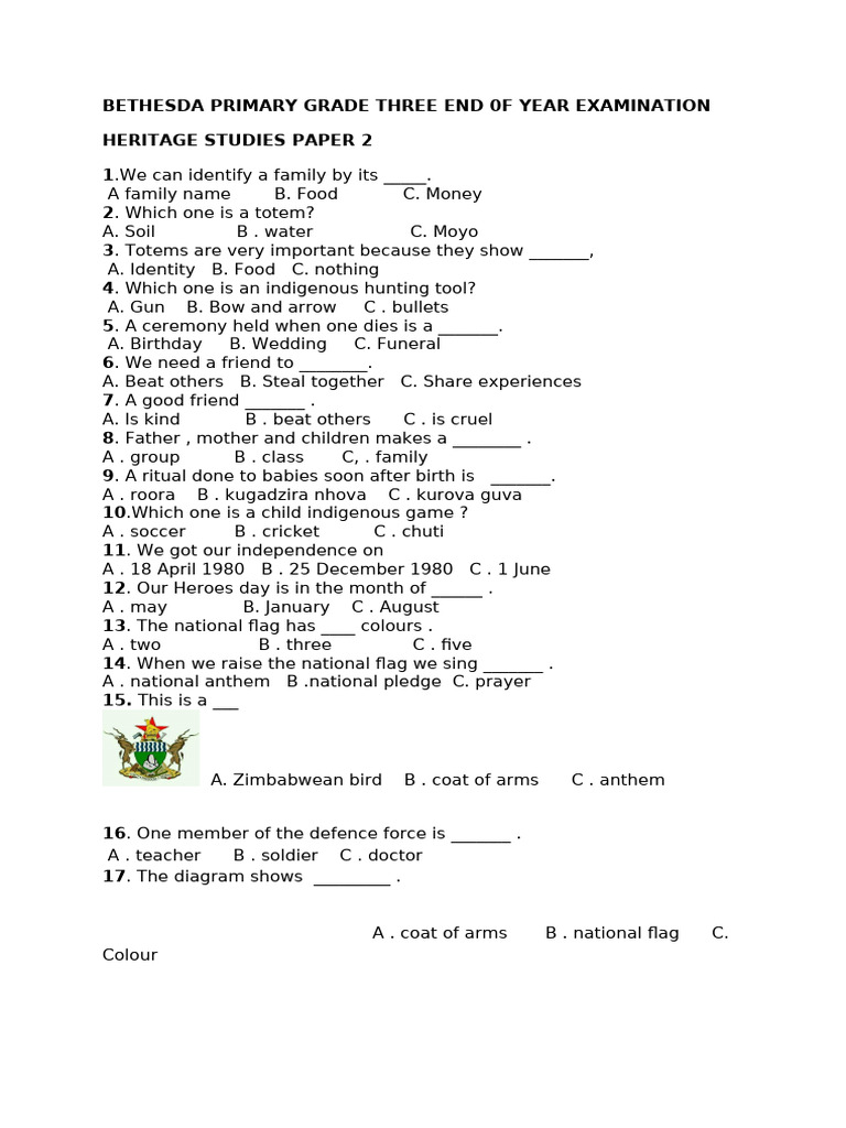 Grade Three End of Year Exams-1 | PDF | Soil | Vegetables