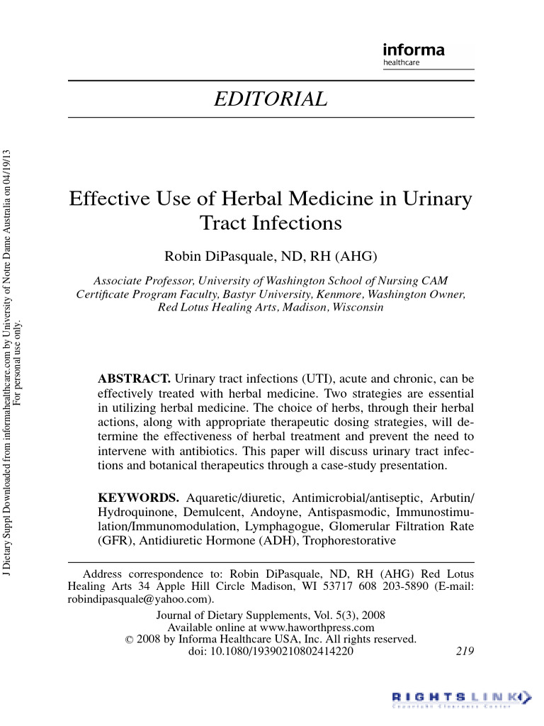 Effective Use of Herbal Medicine in Urin | PDF | Urinary Tract Infection