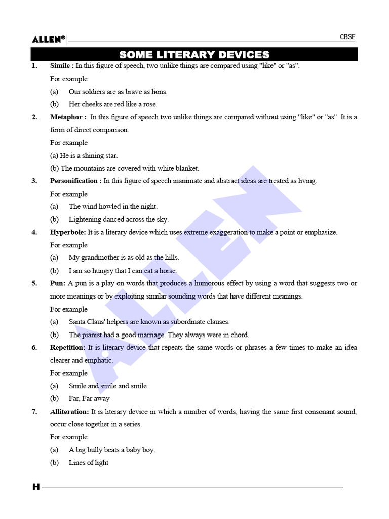 Some Literary Devices - Theory | PDF | Irony | Phrase