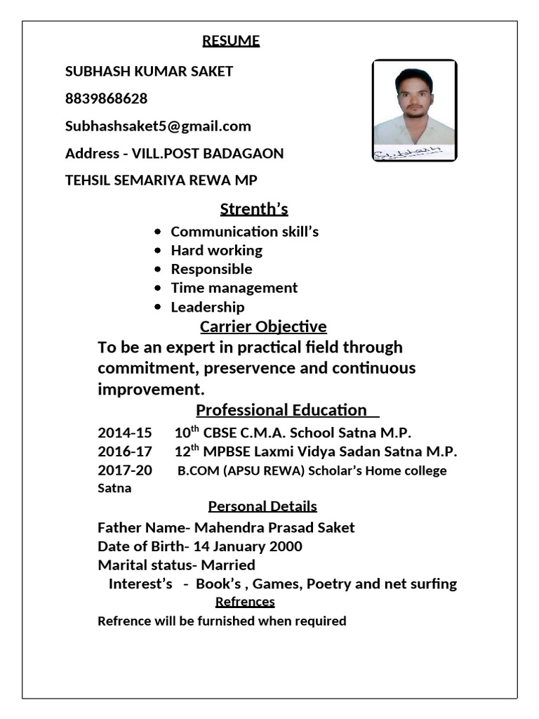 Subhash Kumar Saket's Resume | PDF