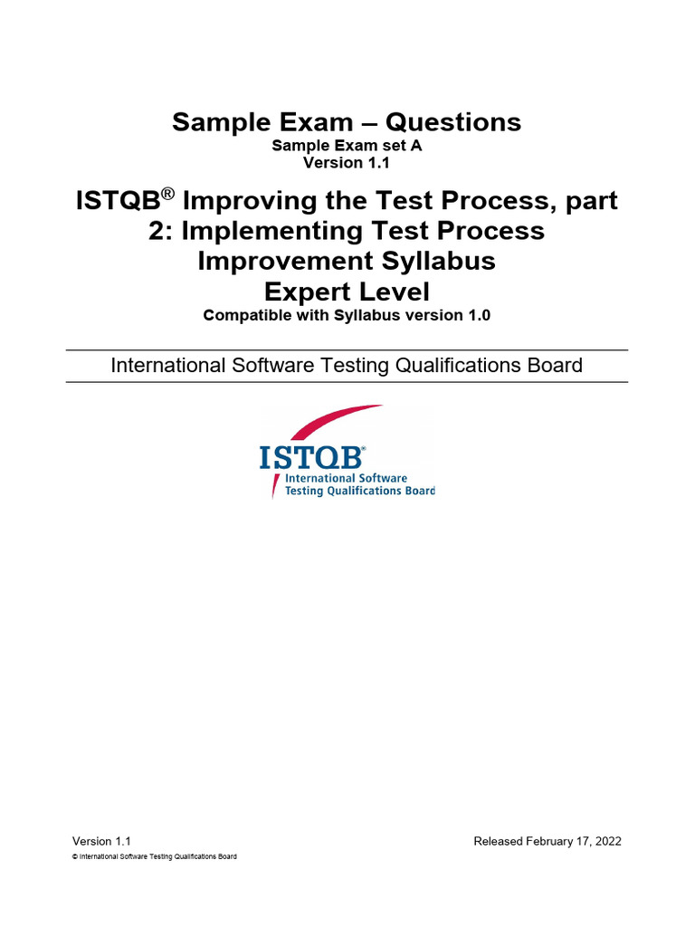 ISTQB Expert Level Sample Exam A | PDF | Software Testing | Agile ...
