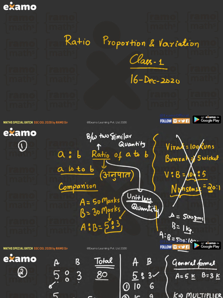 ? PDF Class Notes Ratio and Proportion - 1 PDF | PDF