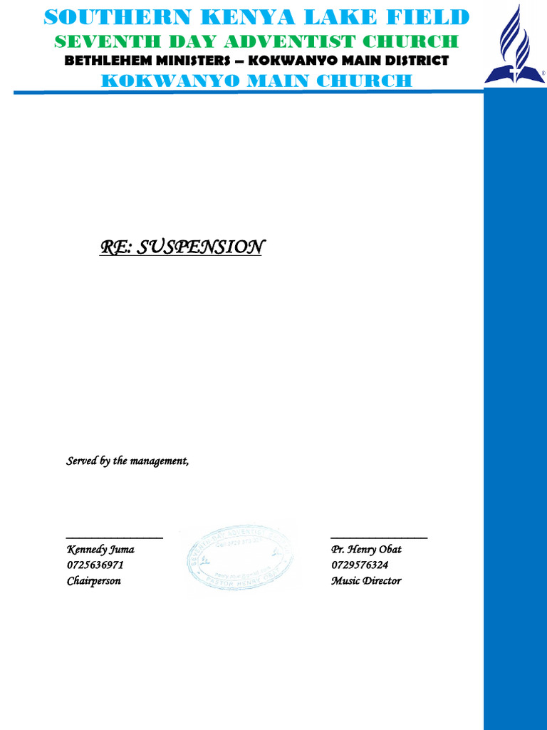 Church Suspension Notification Letter | PDF