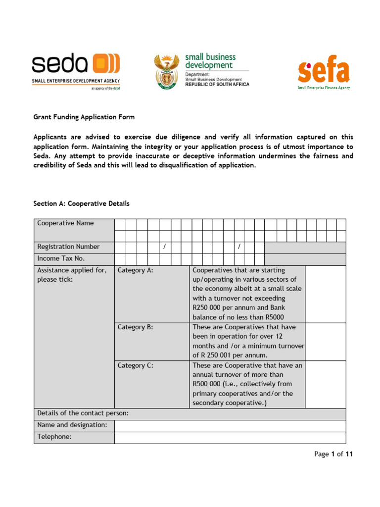 Grant Funding Application for Cooperatives | PDF | Cooperative | Revenue
