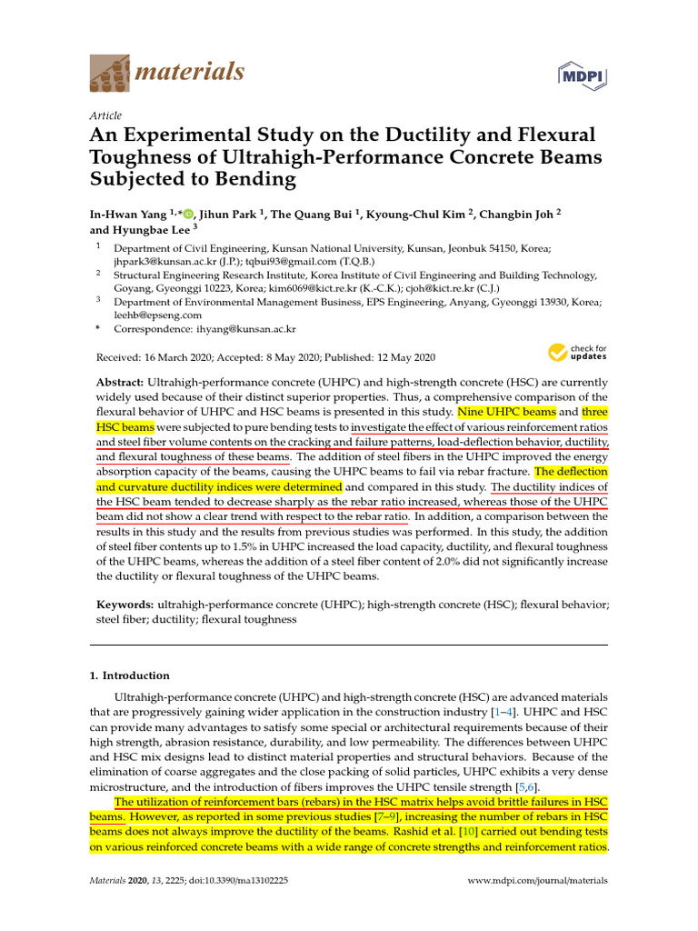 UHPC Beam Flexural Study | PDF | Fracture | Ductility