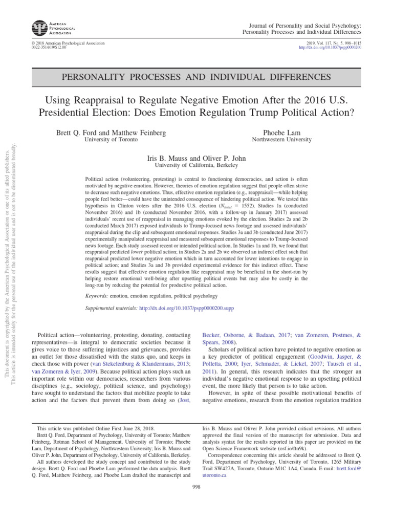 2018-31269-001 | PDF | Emotions | Emotional Self Regulation