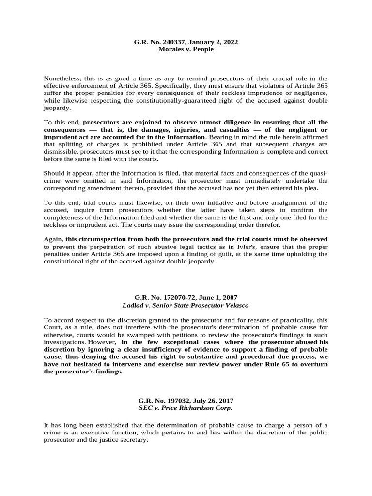 Prosecutorial Duties Under Article 365 | PDF | Prosecutor | Probable Cause