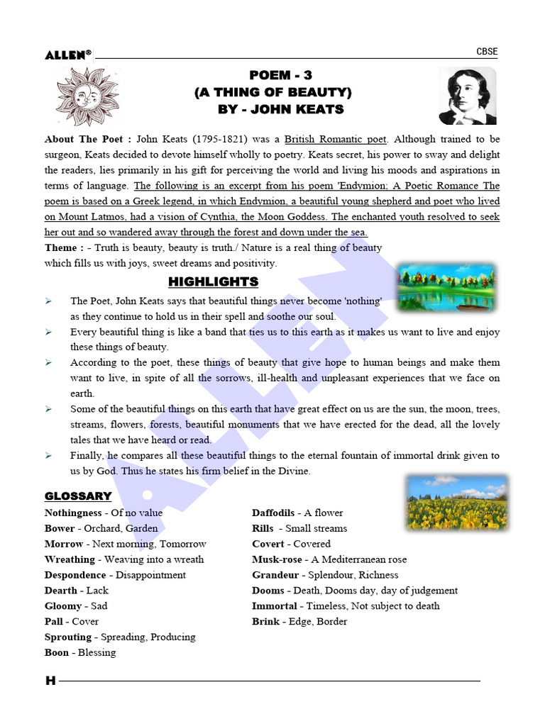 A Thing of Beauty - Theory | PDF | John Keats