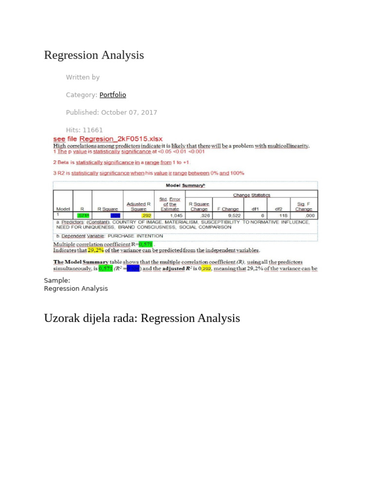 Regression Analysis | PDF