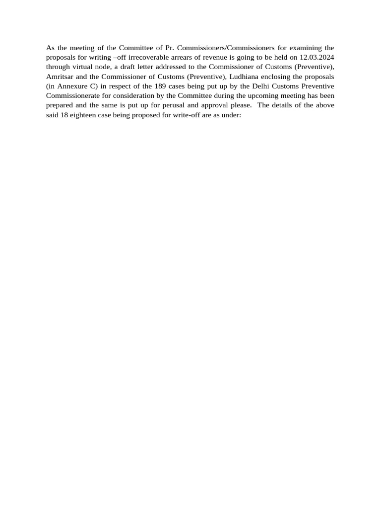 Note Sheet Write Off Cases | PDF