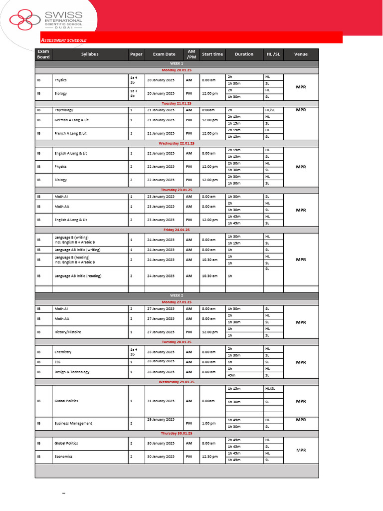 Final Grade 11 Jan 2025 Mock Examination Timetable EDITED | PDF ...