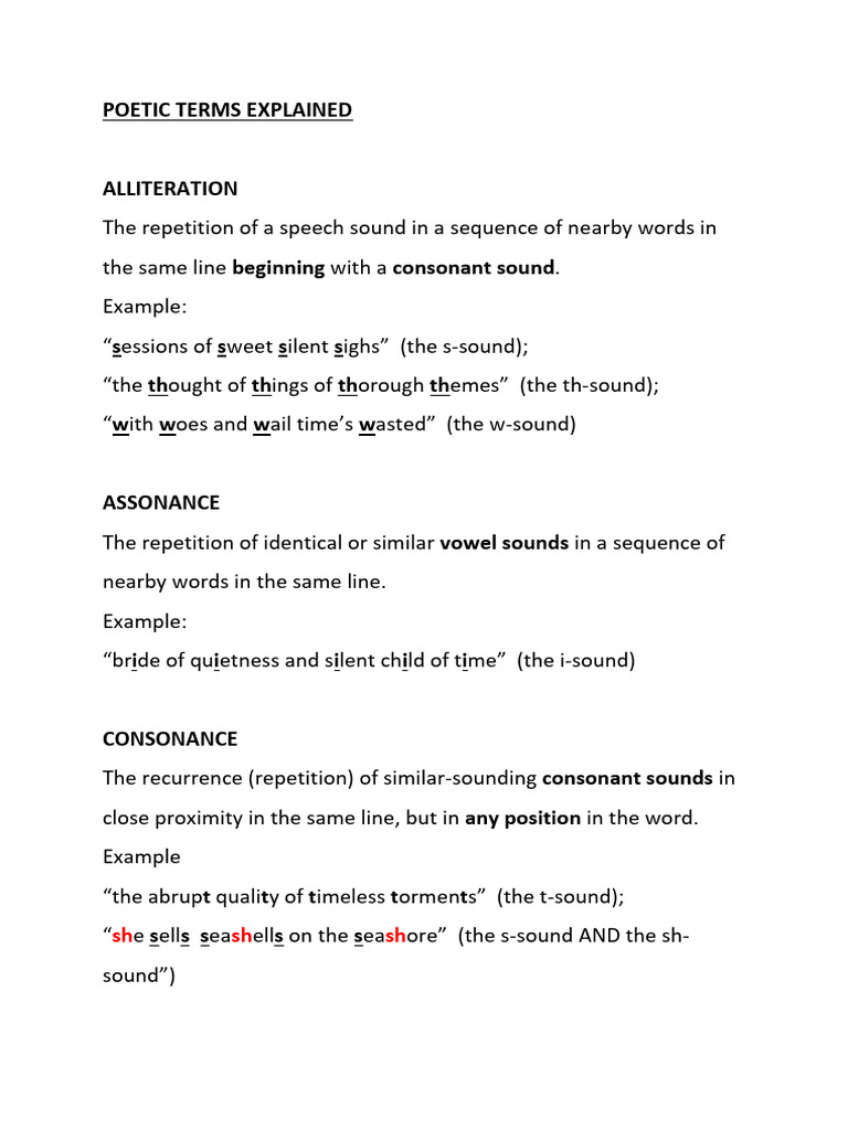 Poetic Terms Explained | PDF