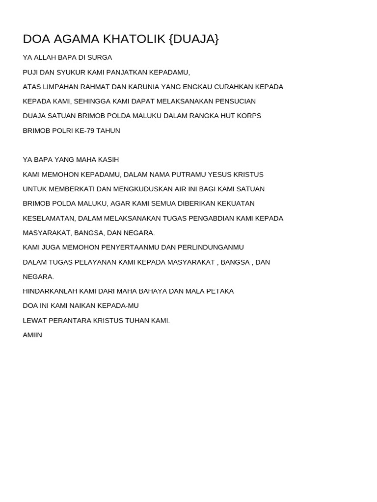 Doa Duaja Baru Khatolik | PDF