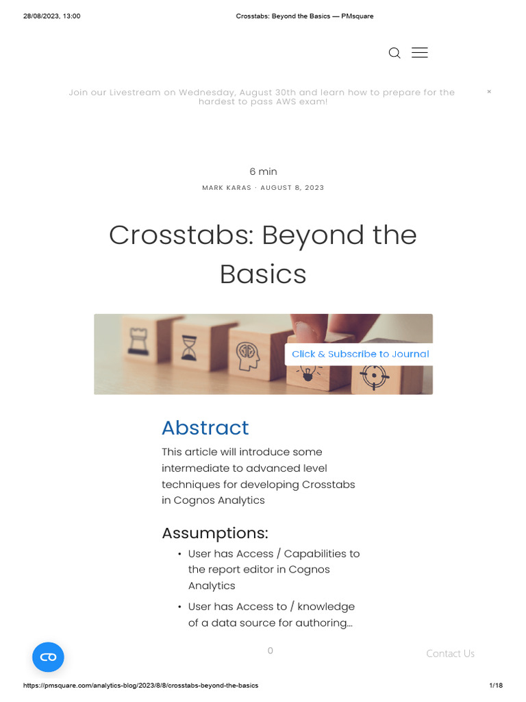Crosstabs - Beyond The Basics - PMsquare | PDF | Microsoft Excel | Computing