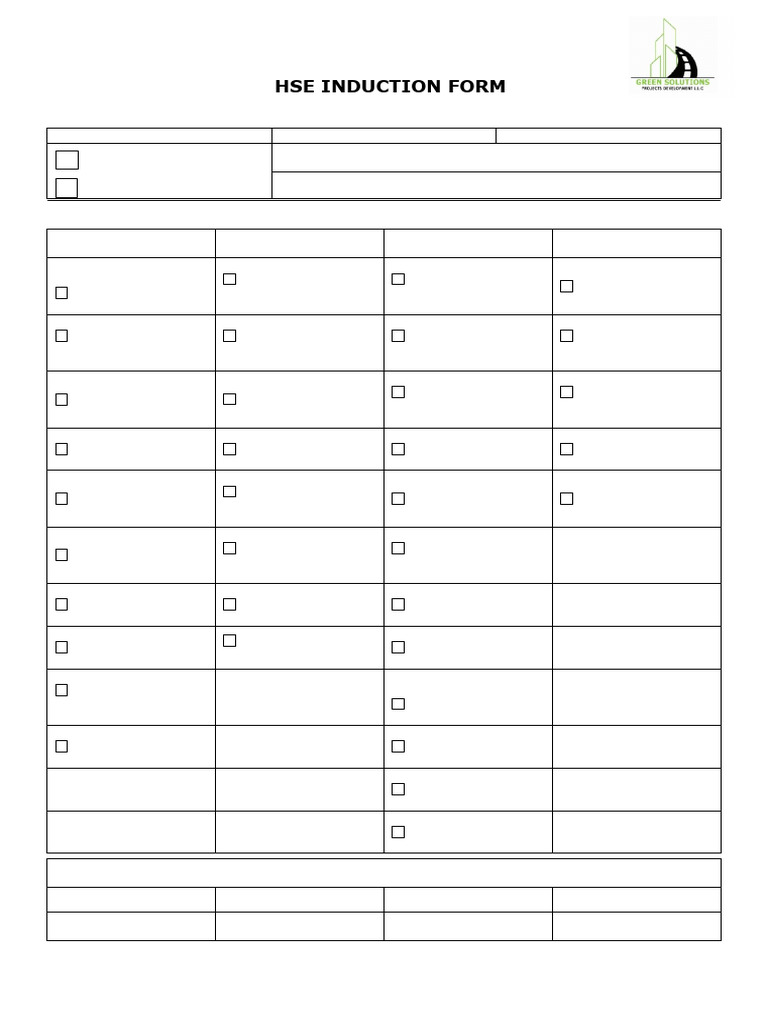 Hse Induction Form | PDF | Safety | Visual Impairment