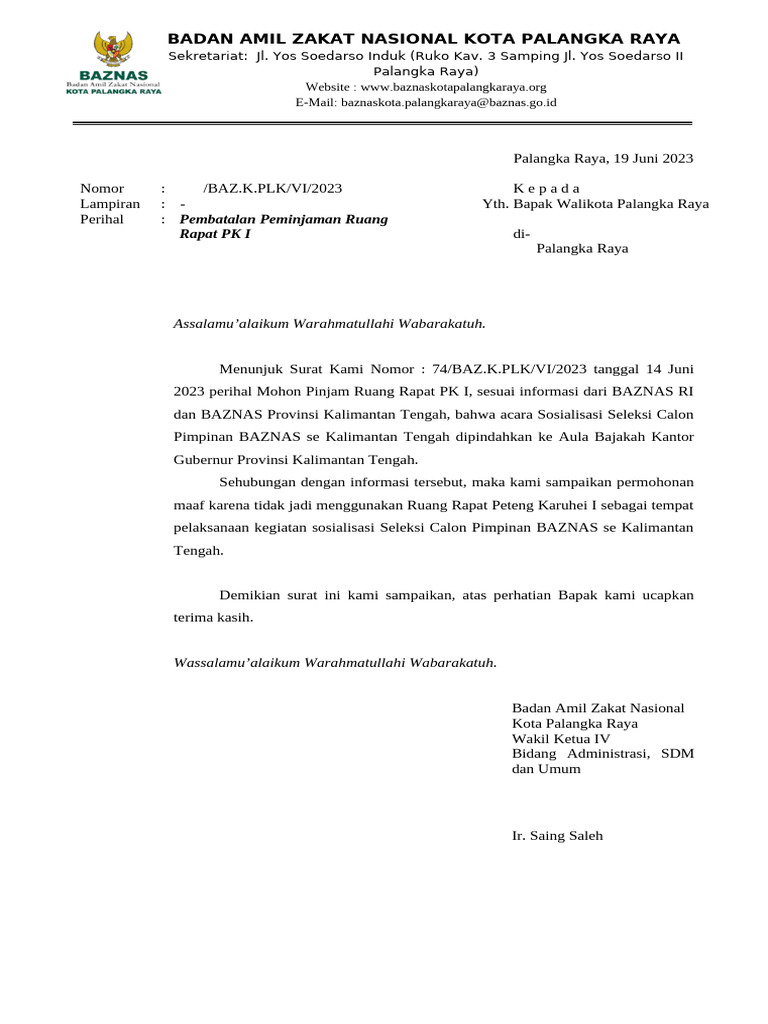 Surat Ralat Pinjam Tempat | PDF