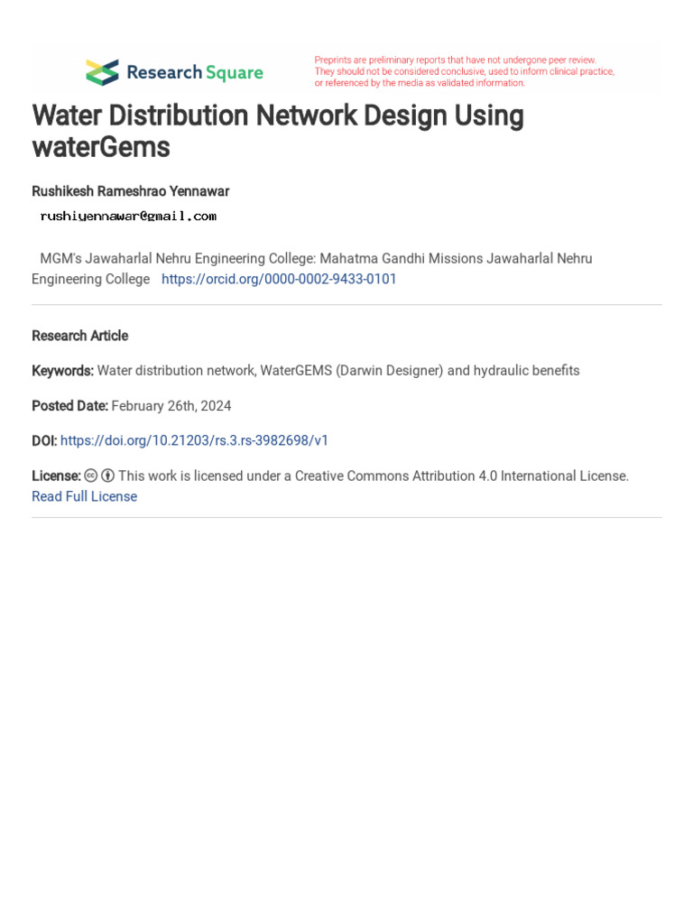 Water Distribution Network Design Using Watergems | PDF | Water Supply ...