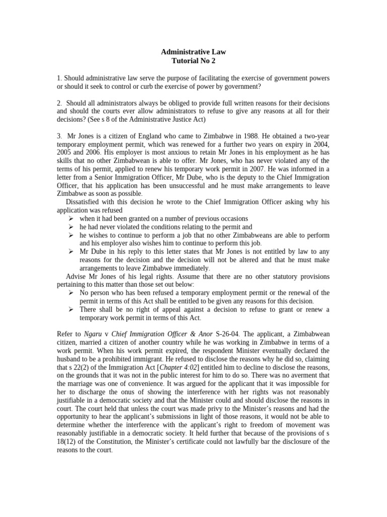 Administrative Law | PDF | Zimbabwe | Legal Documents