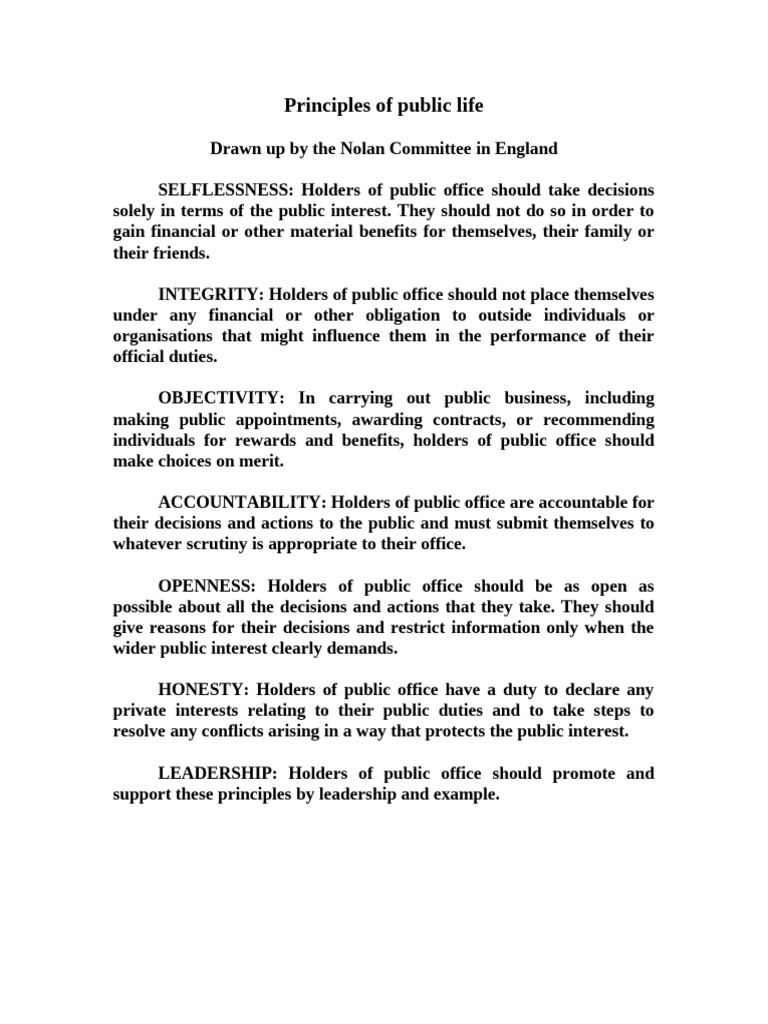 Principles of public life- Nolan | PDF