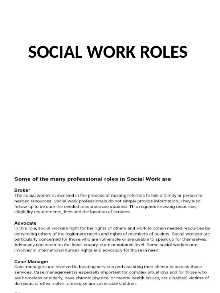 SOCIAL-WORK-ROLES | PDF | Policy | Social Work