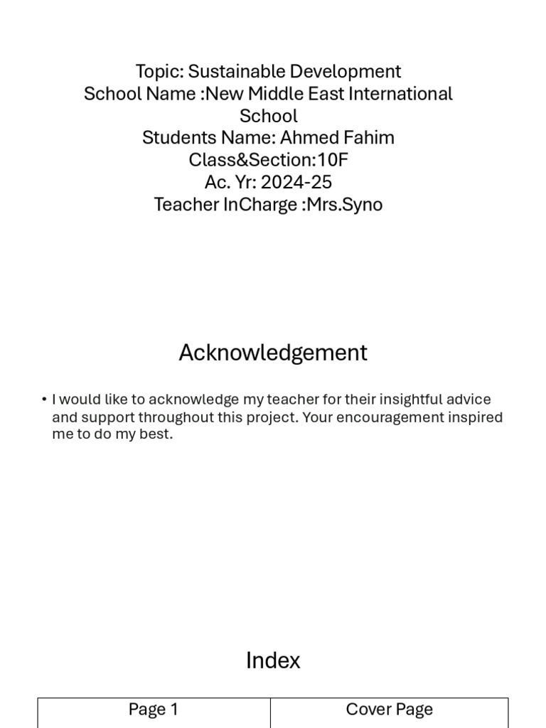 Ahmed Fahim 10F social ppt | PDF | Sustainability | Sustainable Development