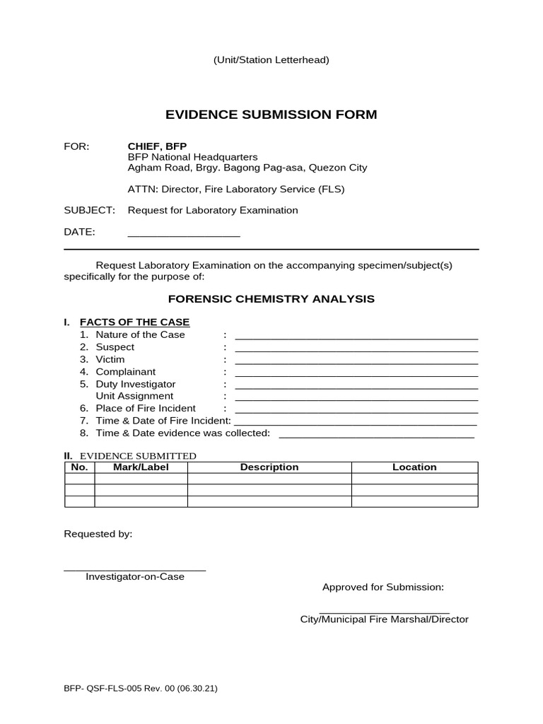 Forensic Lab Request Form | PDF