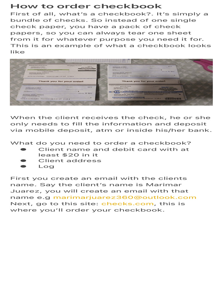 How to Order a Checkbook Online | PDF