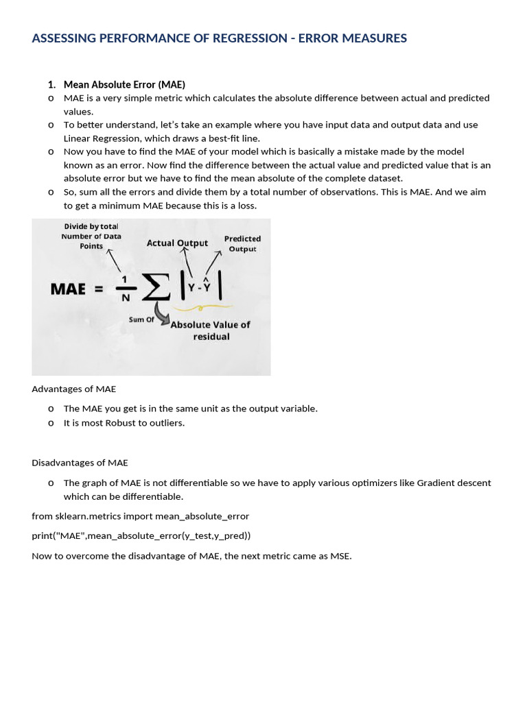 Regression Error Metrics Explained | PDF | Errors And Residuals | Mean ...