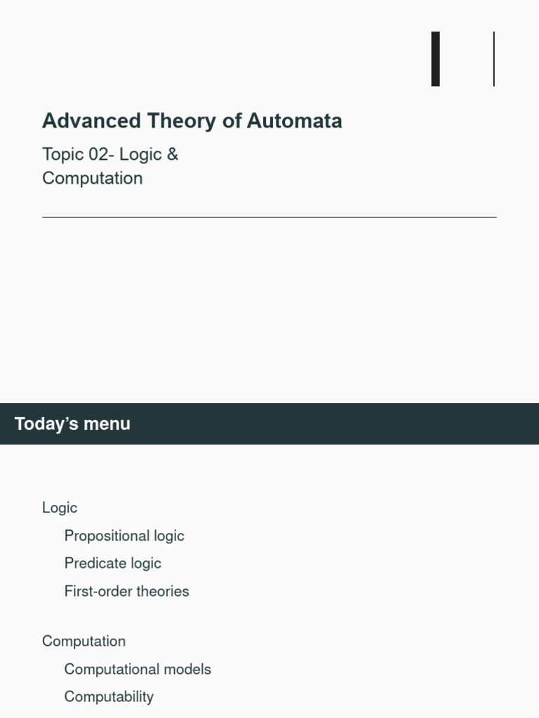 Lecture-2 (Logic and Computation) | PDF | Interpretation (Logic) | First Order Logic