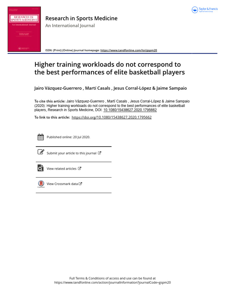 Higher Training Workloads | PDF