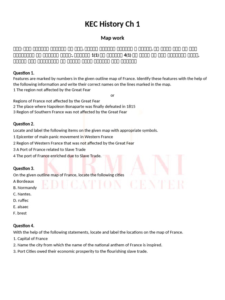 Kec History CH 1 Map Work | PDF