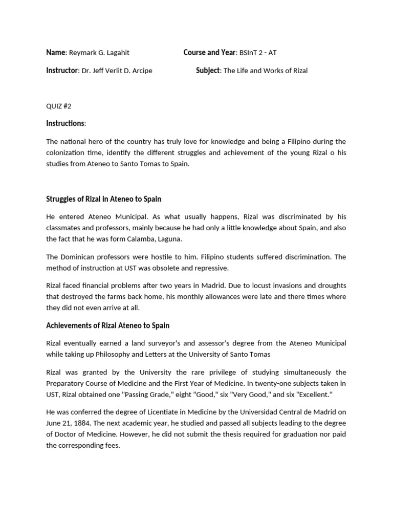 Quiz 2 Name - Reymark G-WPS Office | PDF