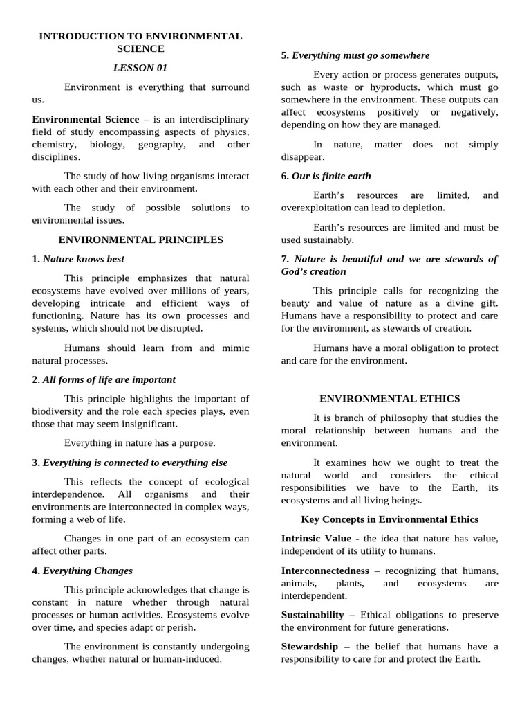 Lesson 1 | PDF | Sustainability | Nature