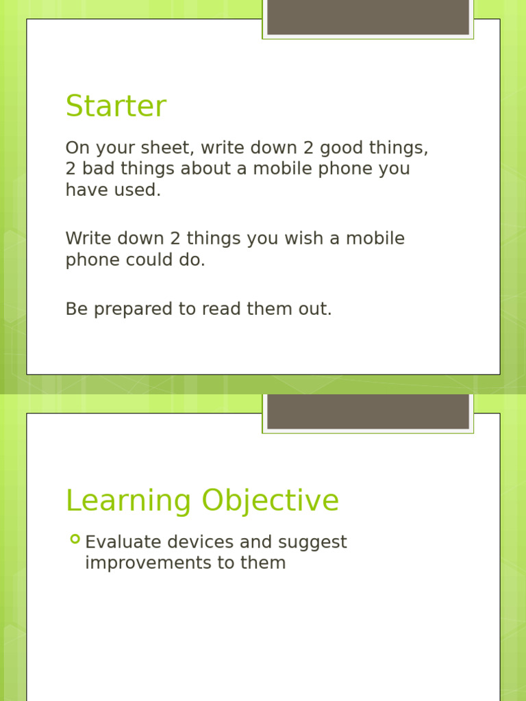 Mobile Phone Design Paper Lesson | PDF